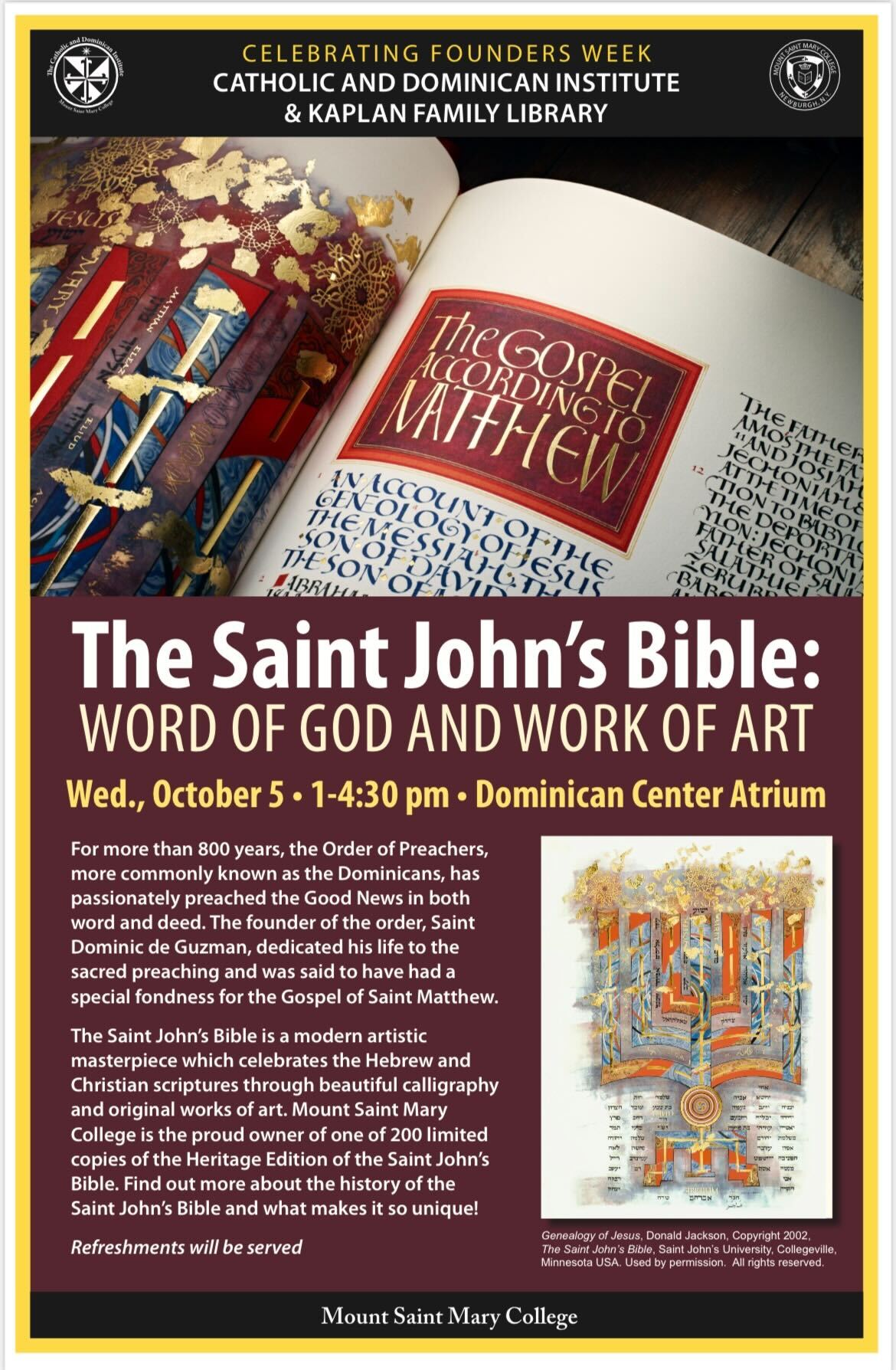 The Saint John's Bible: Work of God and Work of Art | Mount Saint Mary College